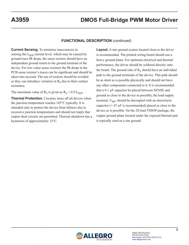 A3959 datasheet page 8
