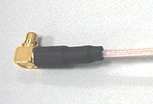 MMCX Right-Angle Plug to SMA Straight Bulkhead Jack Rear Mount on 1.37mm Cable, 82.00mm Length, 50 Ohms