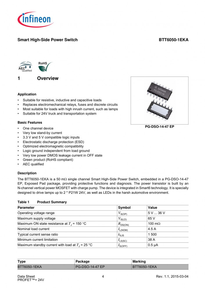 BTT6050-1EKA datasheet page 4
