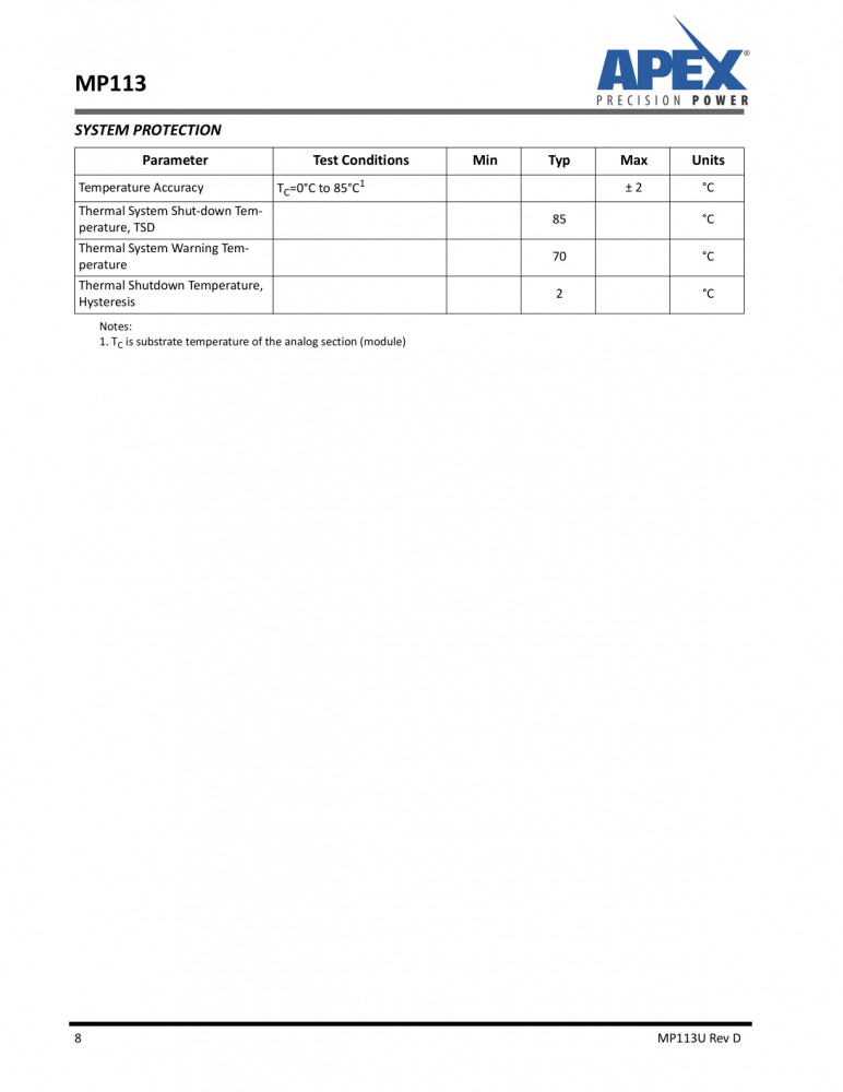 APEX MP113 datasheet page 8