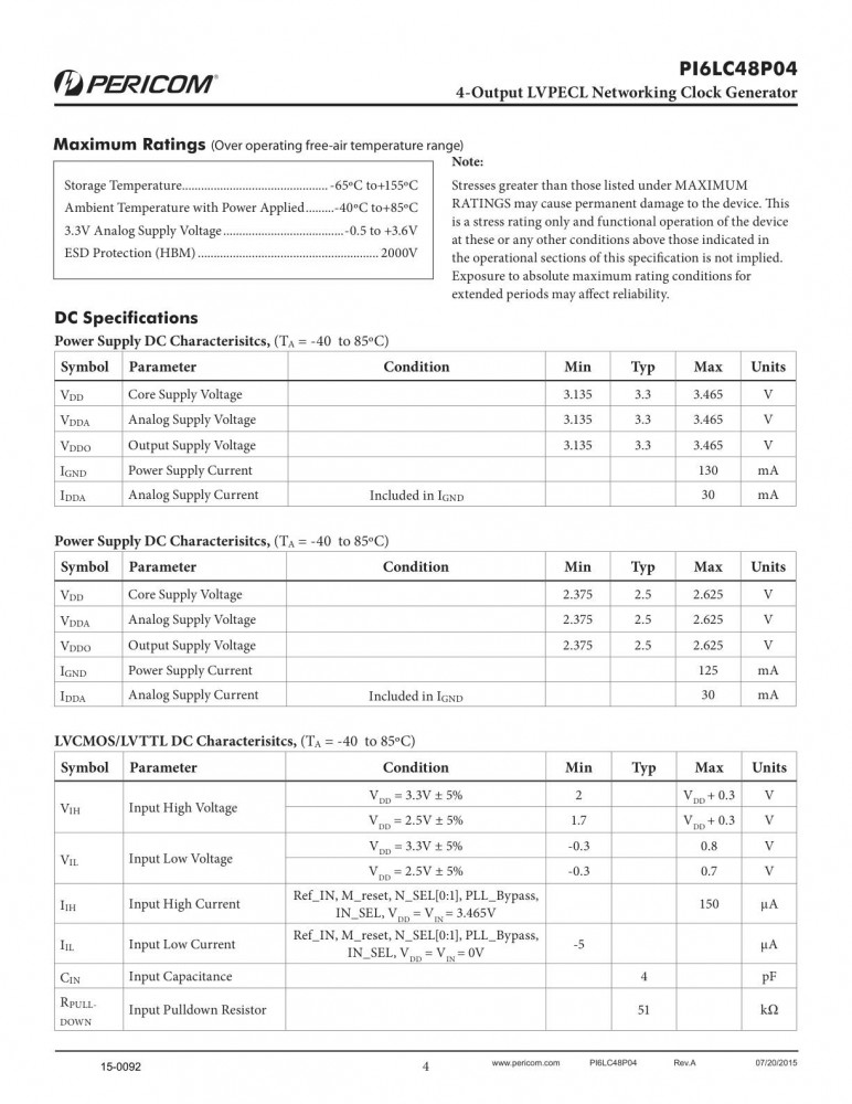 PI6LC48P04LIE datasheet page 4