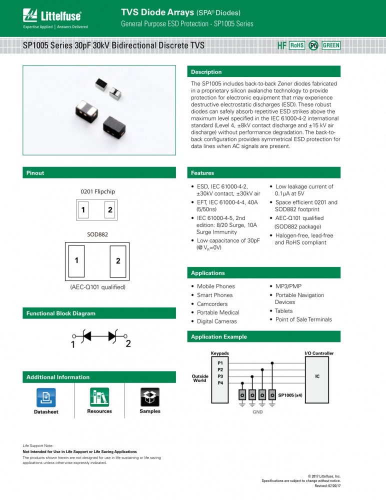 SP1005-01ETG datasheet page 1