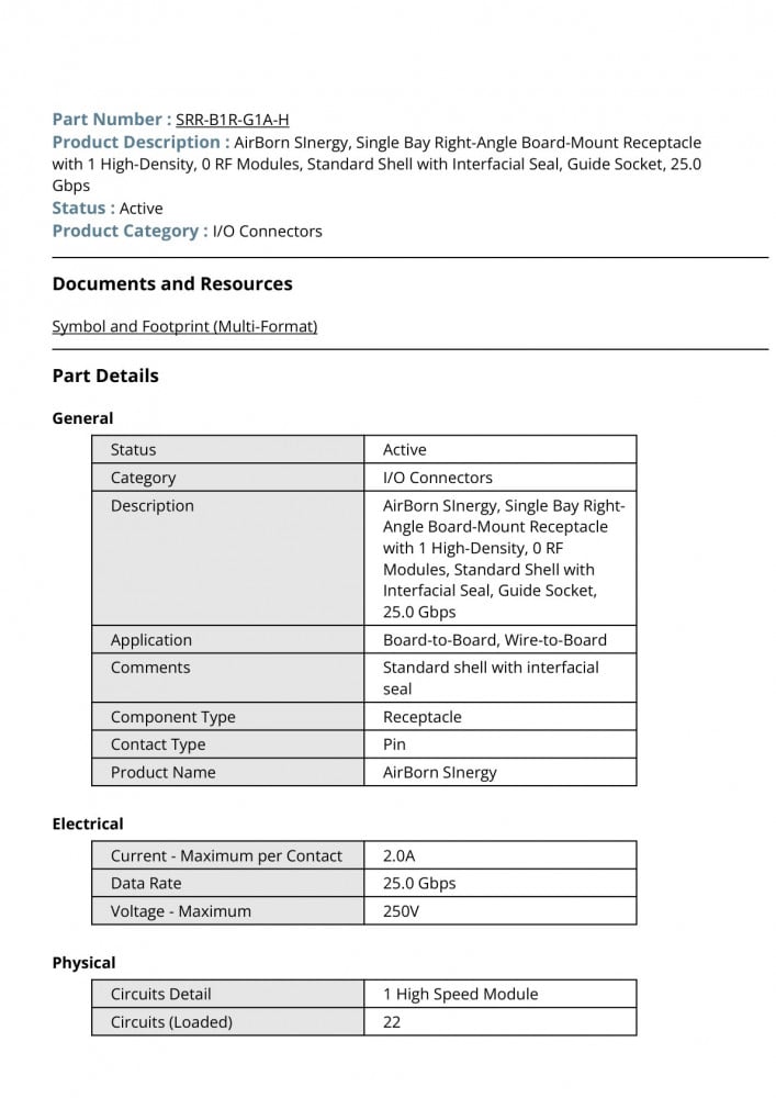 SRR-B1R-G1A-H technical document page 1