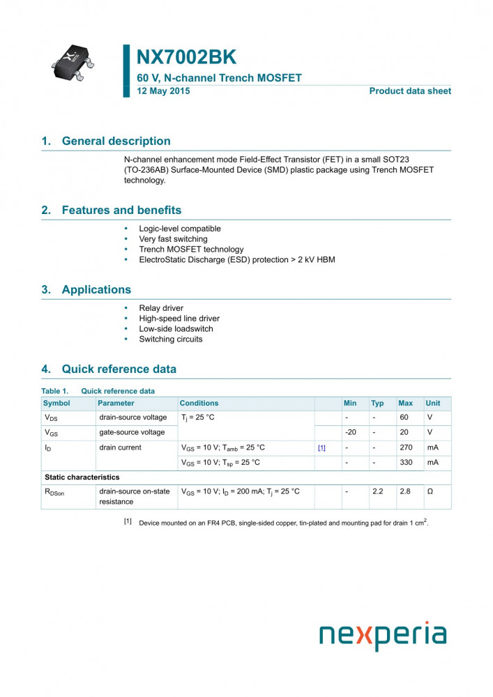 NX7002BKR datasheet page 1