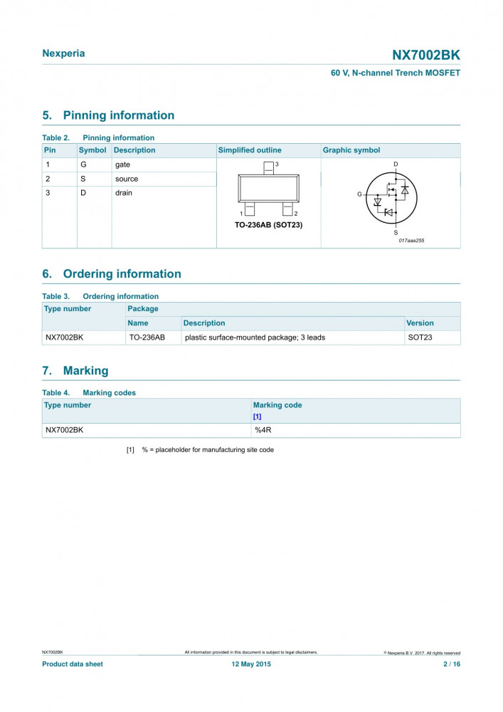NX7002BKR datasheet page 2