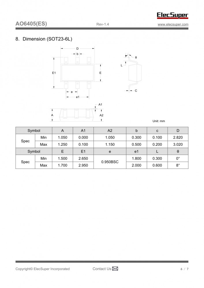 AO6405(ES) datasheet page 6