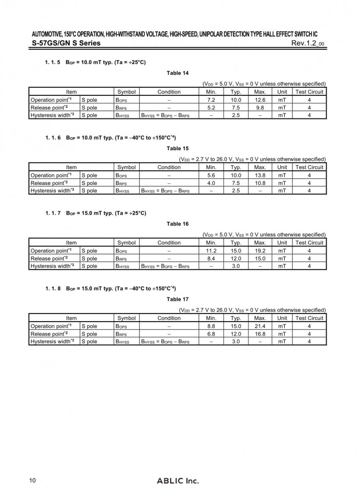 ABLIC S-57GS/GN S datasheet page 10