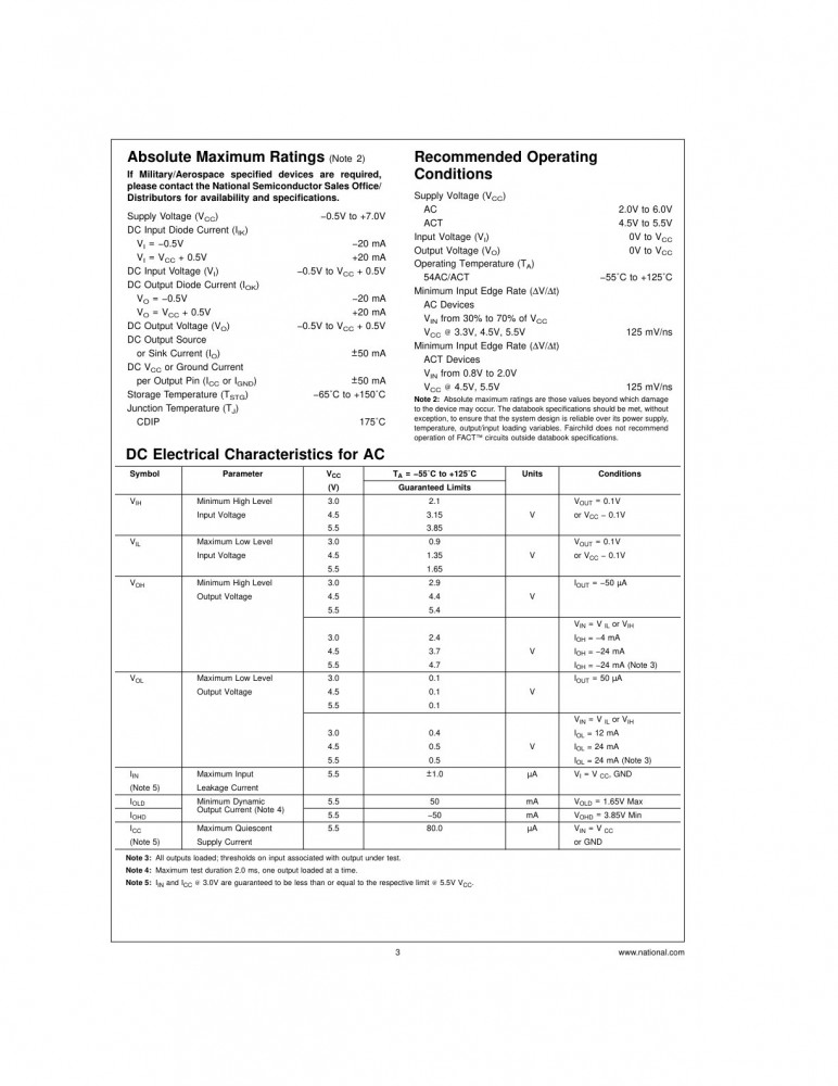 54ACT521/Q2A datasheet page 3