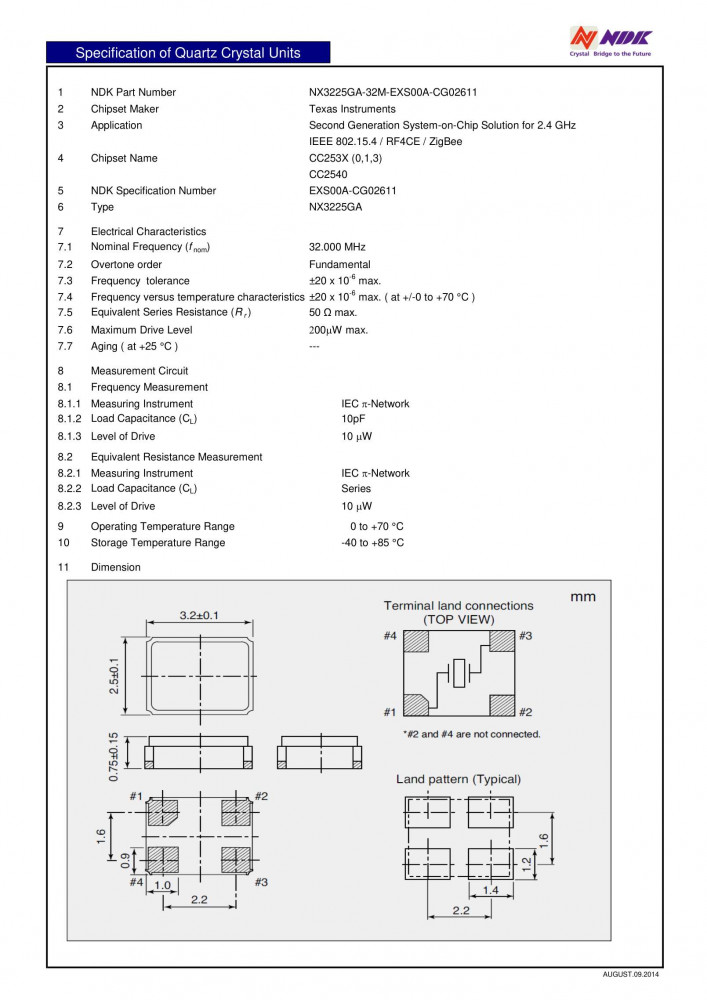 NDK CG02611-32M technical document page