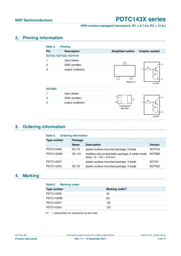 PDTC143XUF datasheet page 3