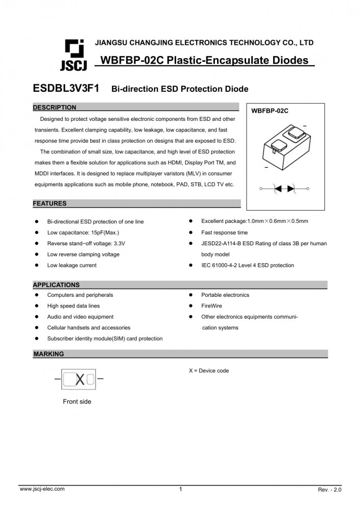 ESDBL3V3F1 datasheet page 1