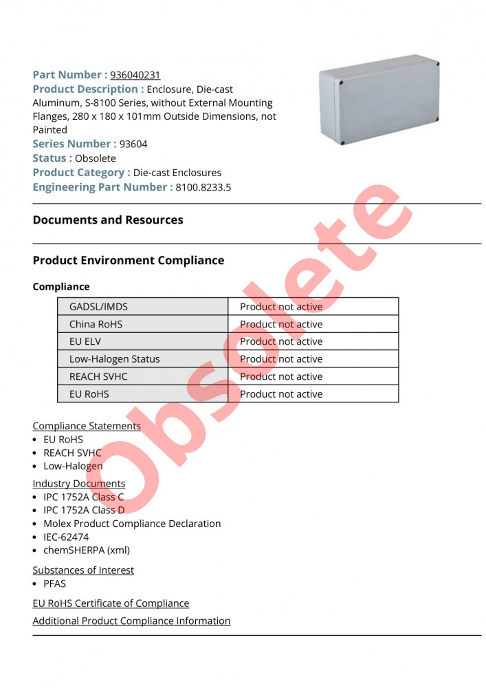 936040231 product document image, page 1
