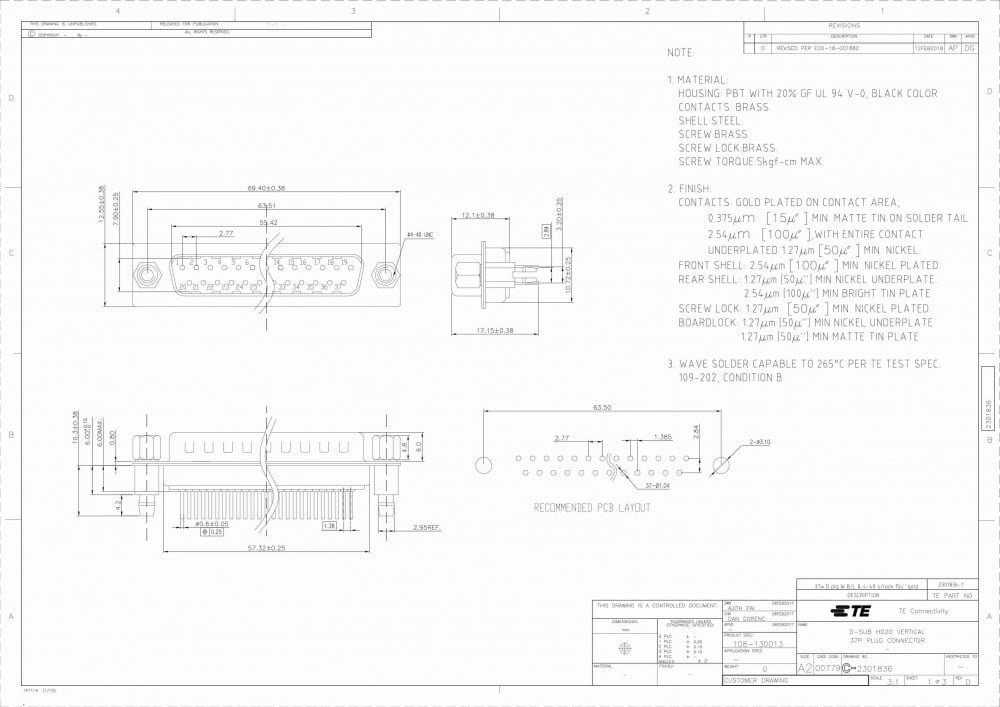 TE Connectivity 2301836-1 drawing page 1