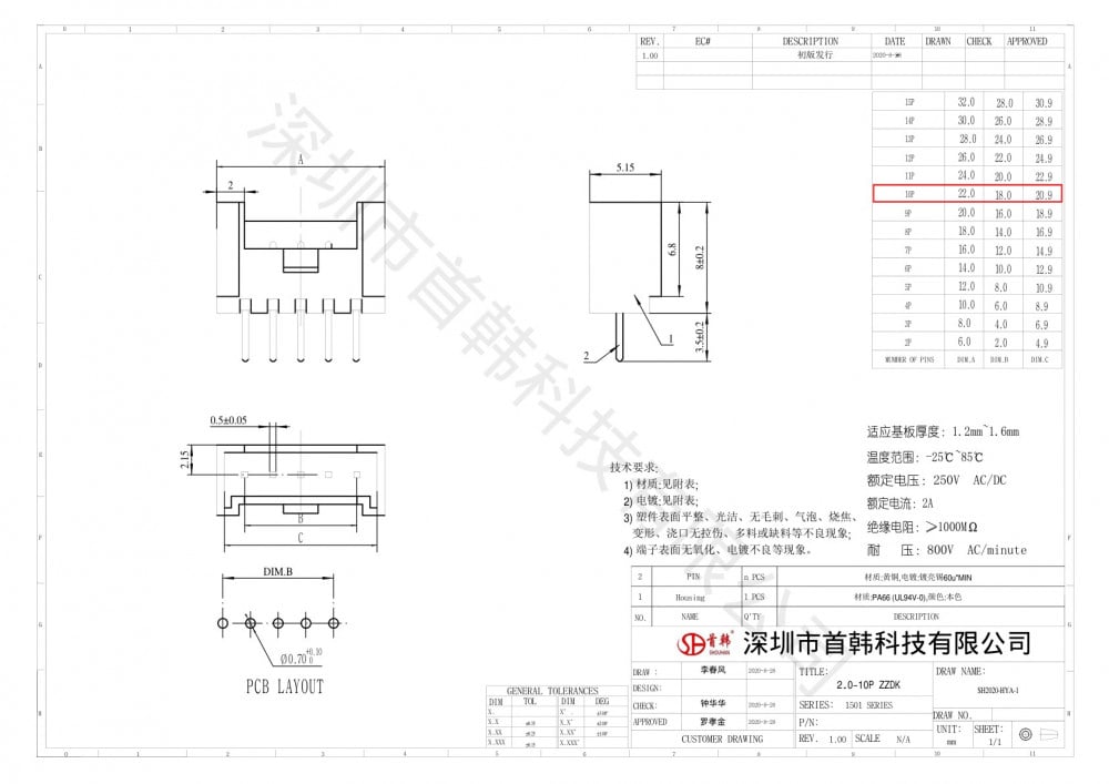 2.0-10P ZZDK technical drawing page 1