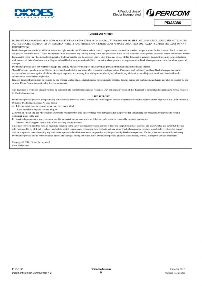 PI3A6386ZLEX datasheet page 9