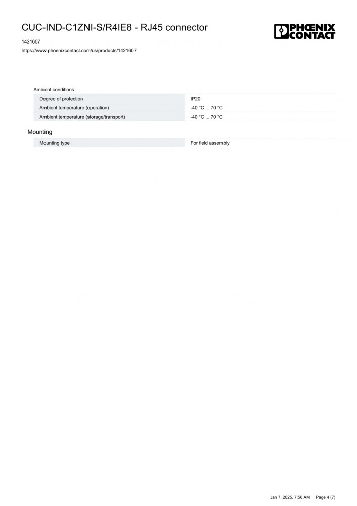 Phoenix Contact 1421607 technical document page 4
