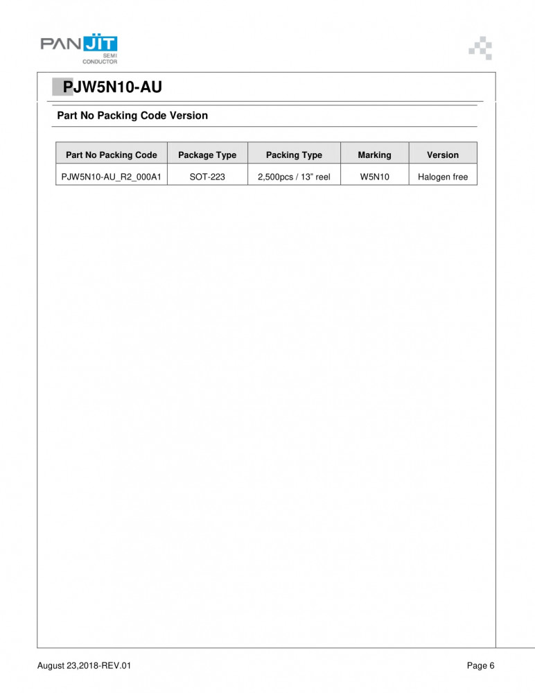 PJW5N10-AU datasheet page 6