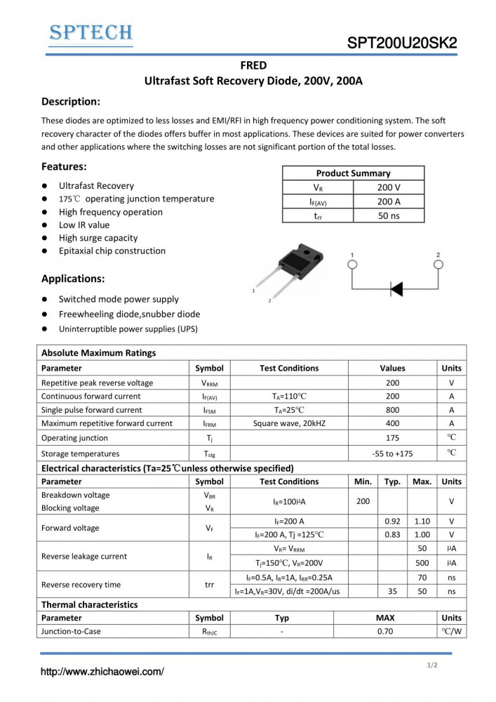 SPT200U20SK2 datasheet page 1