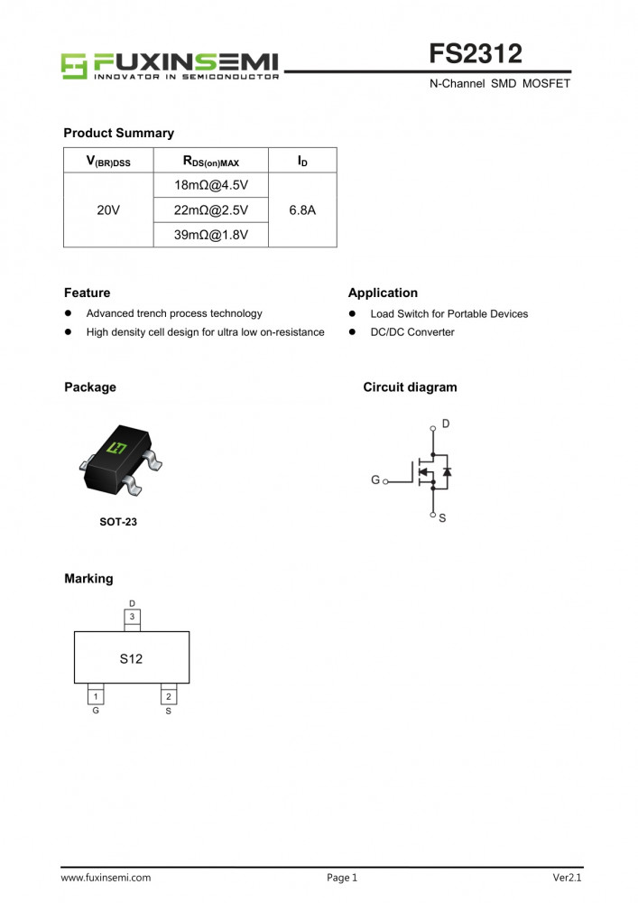 FS2312 datasheet page 1
