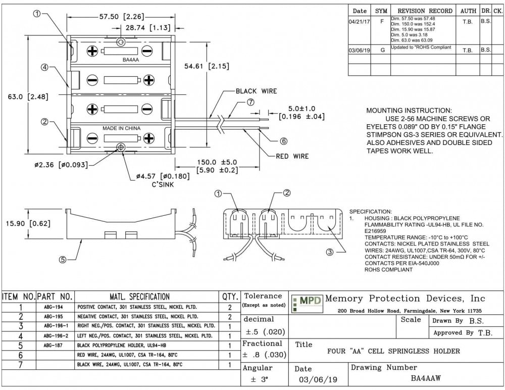 MPD BA4AAW technical drawing
