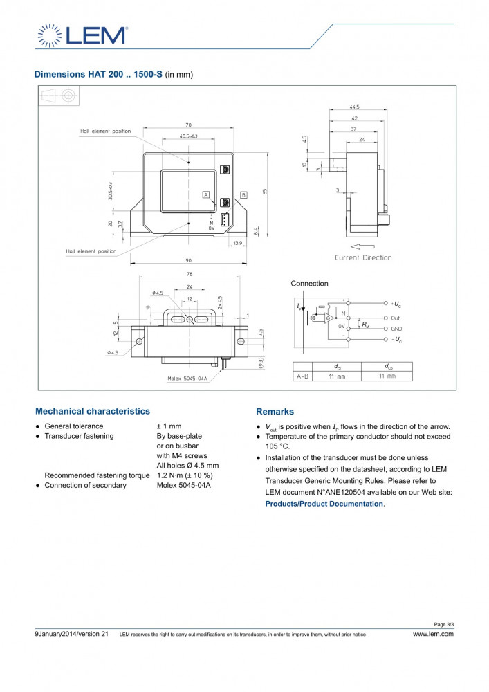 LEM HAT400-S datasheet page 3