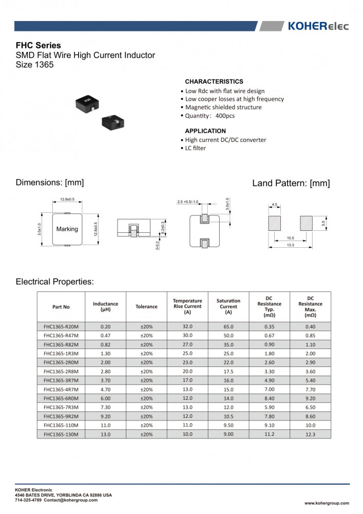 FHC Series Size 1365 datasheet page 1