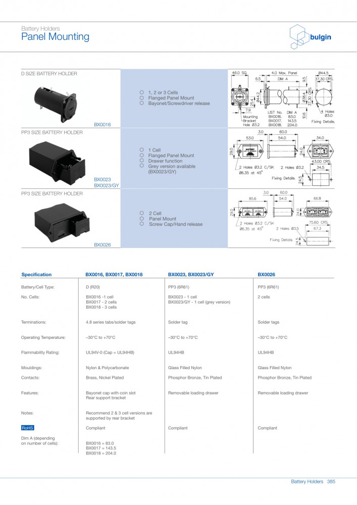 Bulgin battery holder catalogue page 5