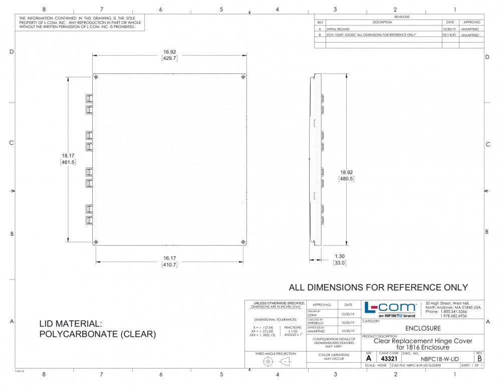 NBPC18-W-LID technical document page