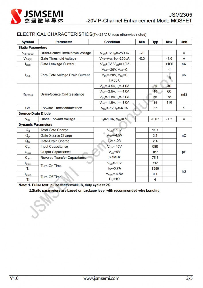 JSM2305 datasheet page 2