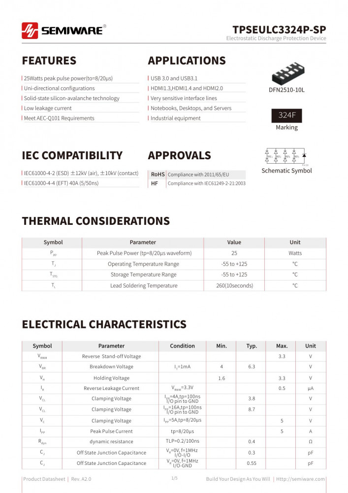 TPSEULC3324P-SP datasheet page 1