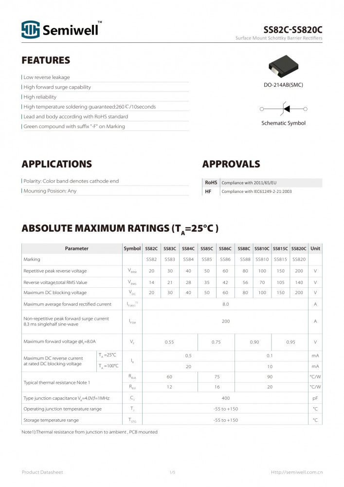 SS82C datasheet page 1