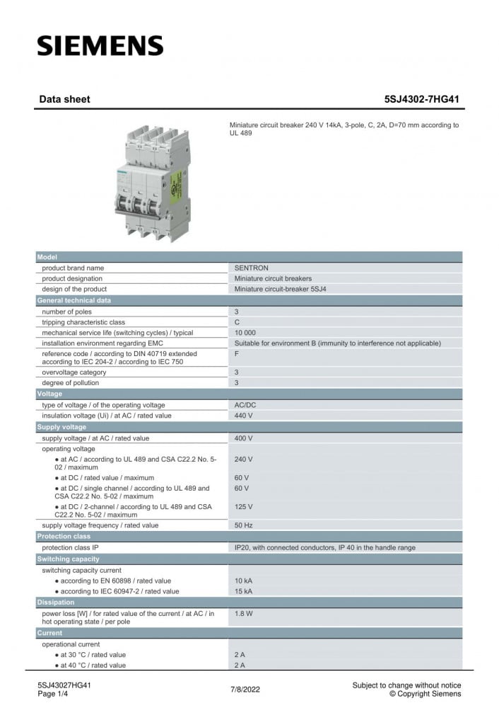 5SJ4302-7HG41 technical document page 1