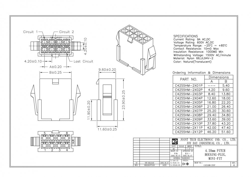 Joint Tech Elec C4255HM-2X01P technical drawing