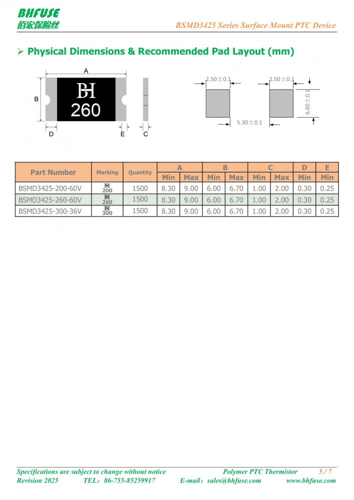 BHFUSE BSMD3425 datasheet page 5