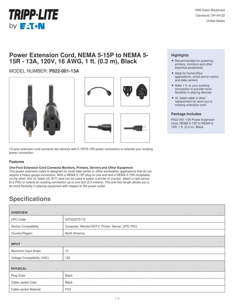 P022-001-13A technical document page 1