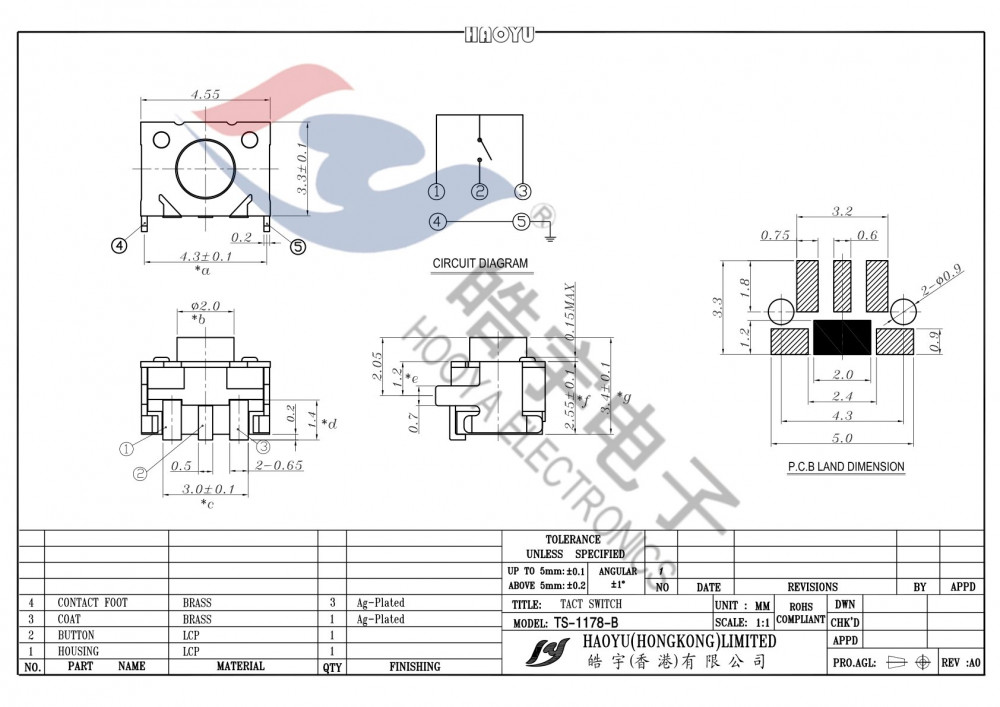HOOYA TS-1178-B technical drawing page 1