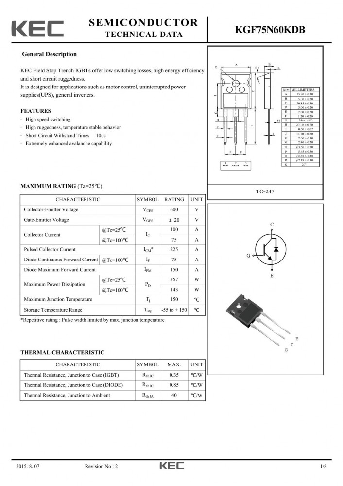 KGF75N60KDB datasheet page 1