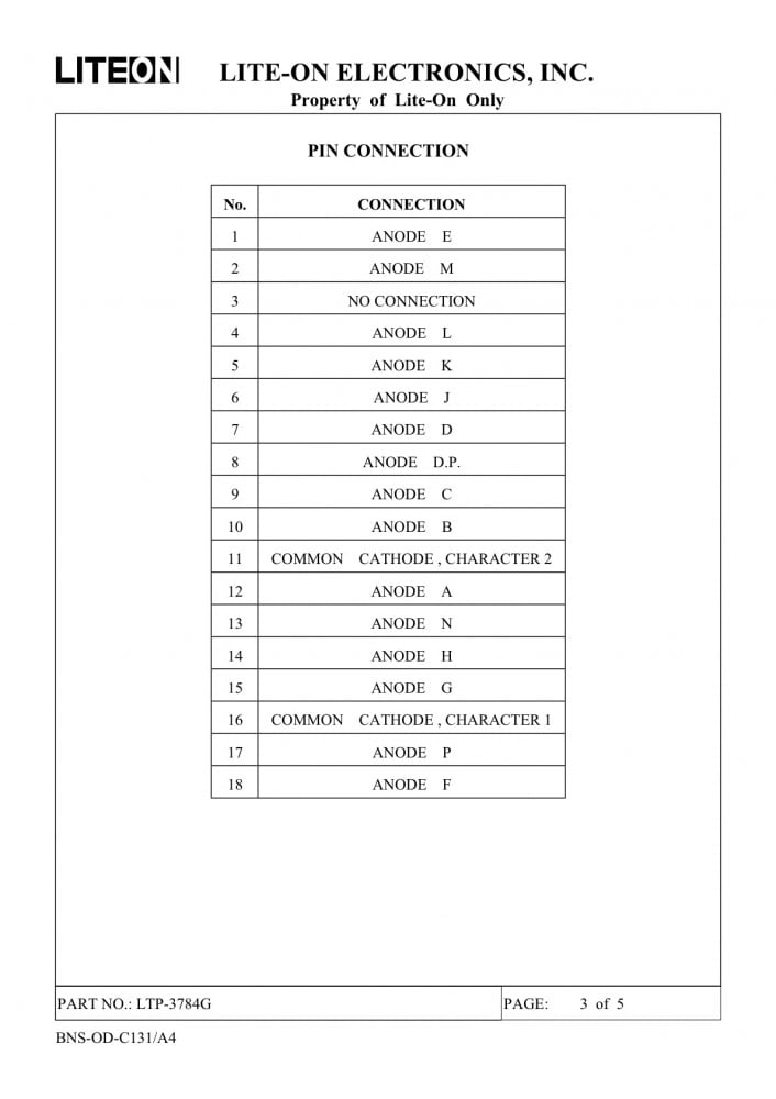 LTP-3784G datasheet page 3