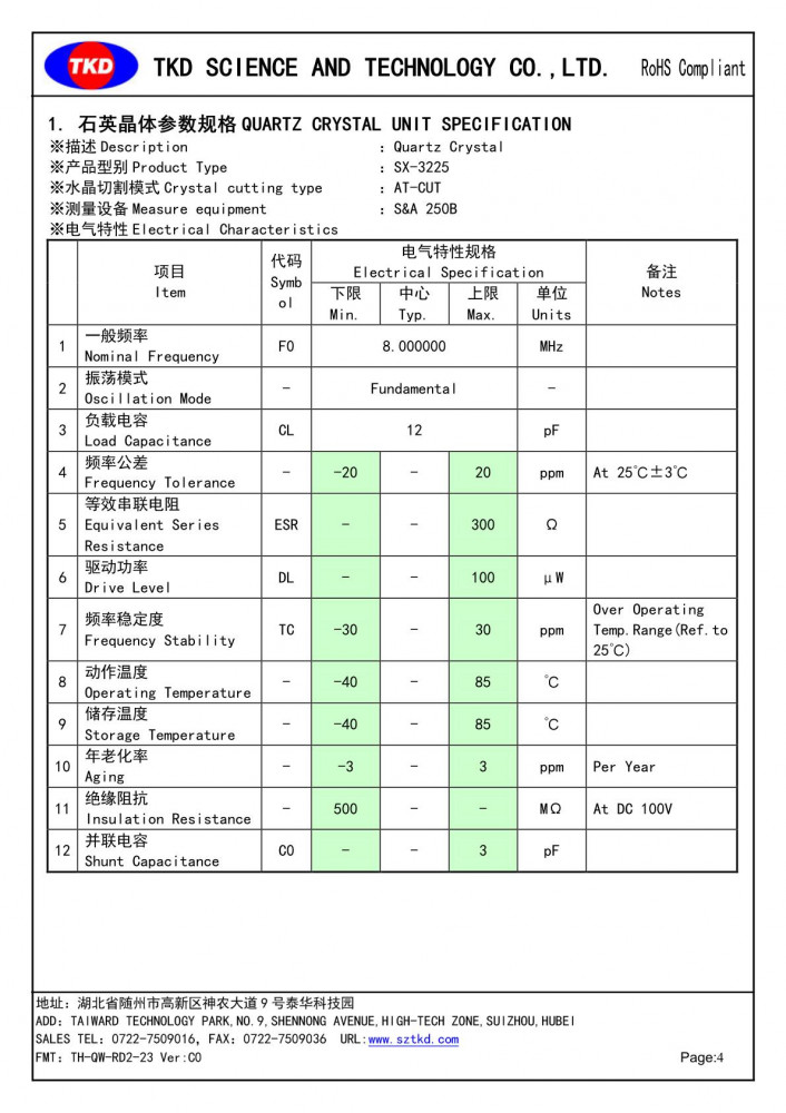 SX32Y008000DC1T001 specification page 4