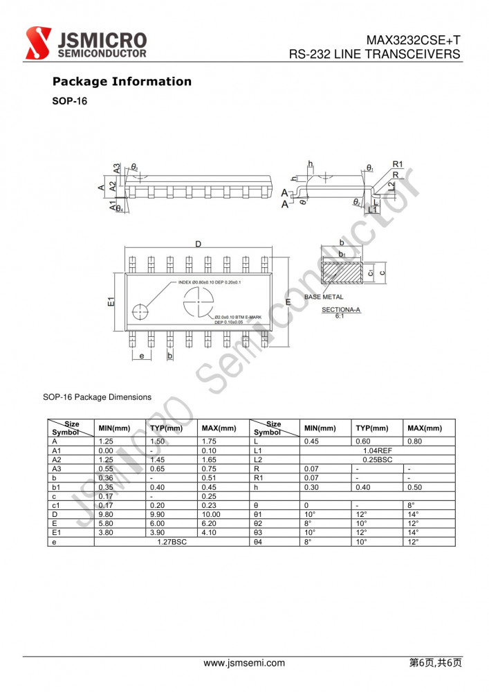 MAX3232CSE+T-JSM datasheet page 6