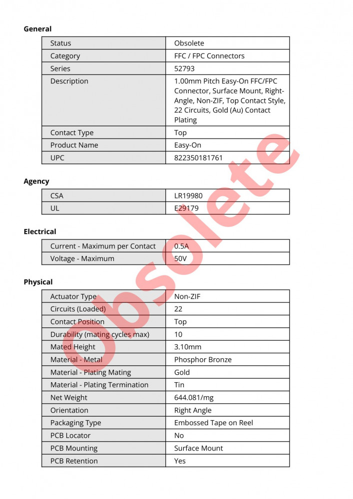 Technical document image 2 for MOLEX 527932272