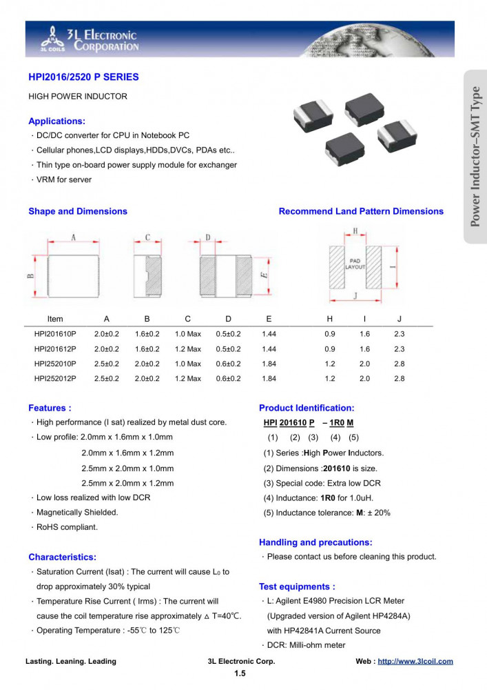 HPI201612P-R33M technical document page 1
