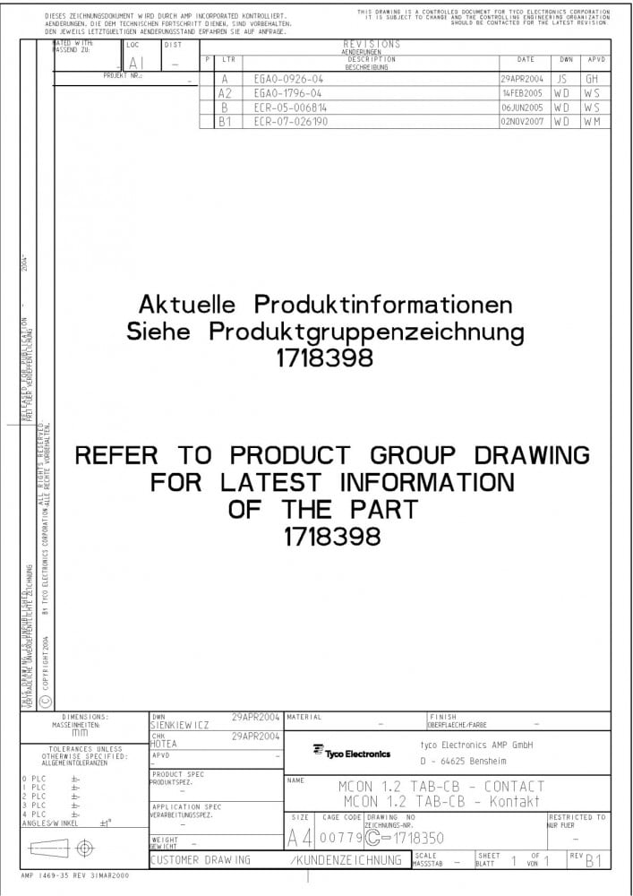 TE Connectivity 1718350-1 controlled drawing extract