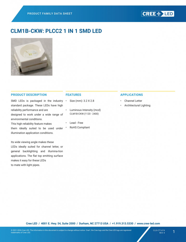 CLM1B-CKW datasheet page 1