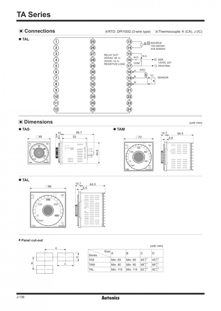 TAS temperature controller documentation page 3