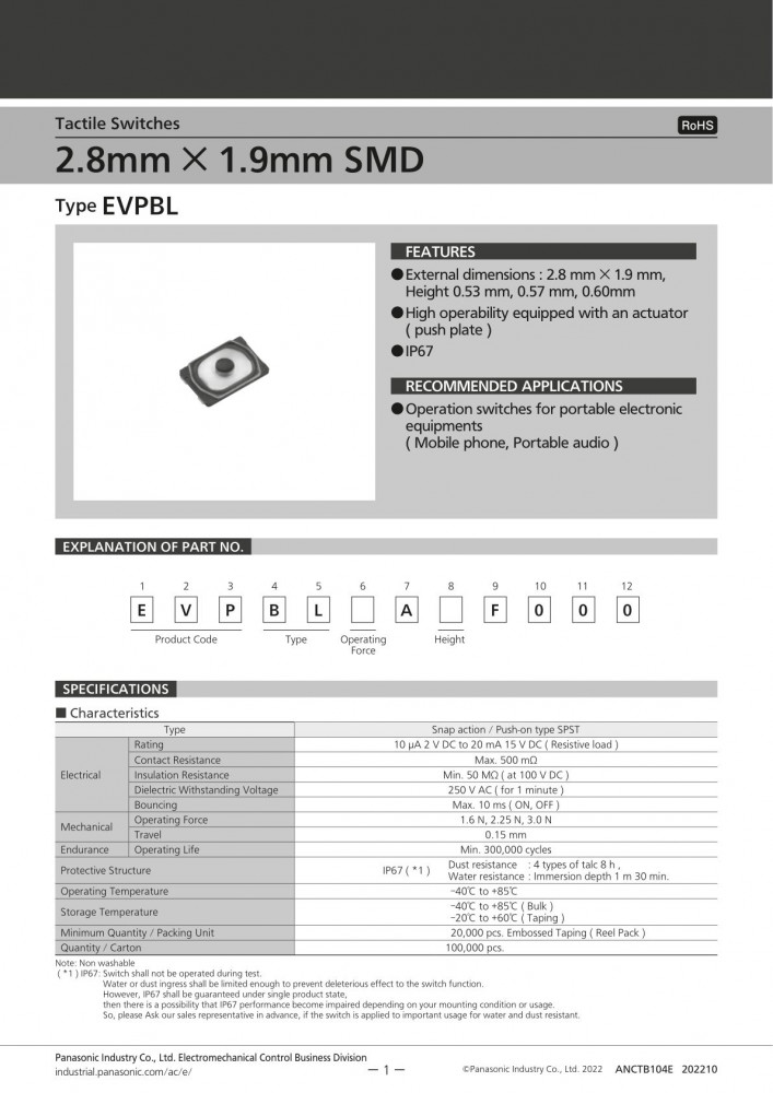 PANASONIC EVPBL catalog page 2