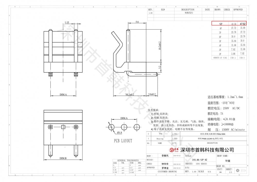 CH3.96-12P WZ specification page 1