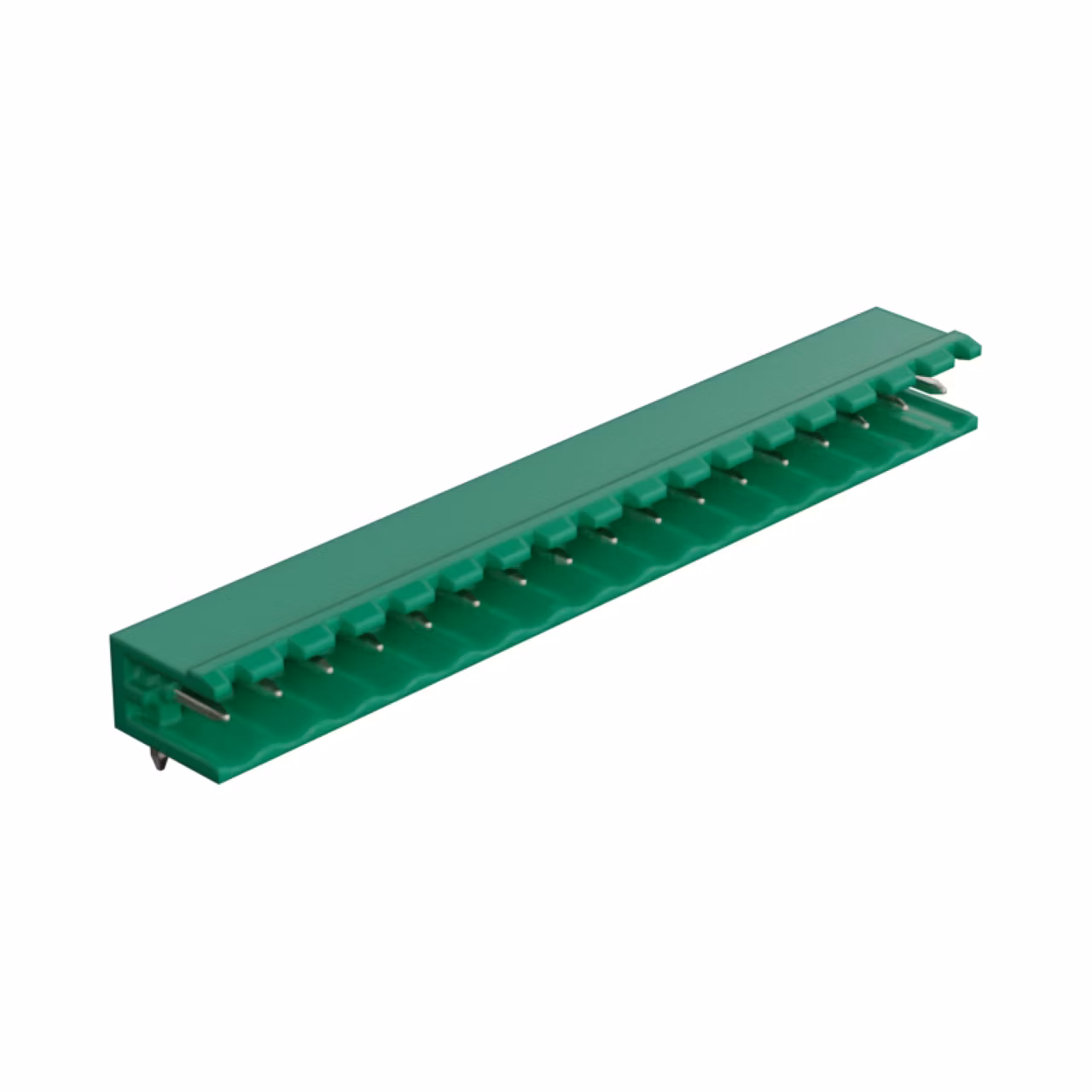 5.08mm Pitch Eurostyle Right-Angle PCB Header, Open Ends, Green Housing, 17 Circuits for sale