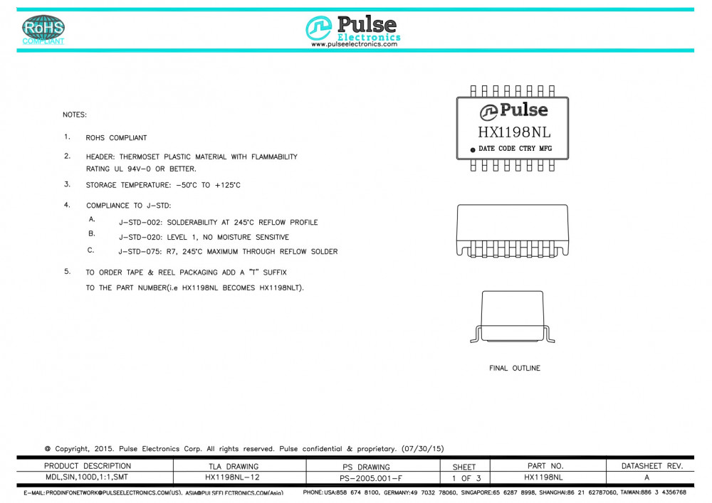 HX1198NL datasheet page 1