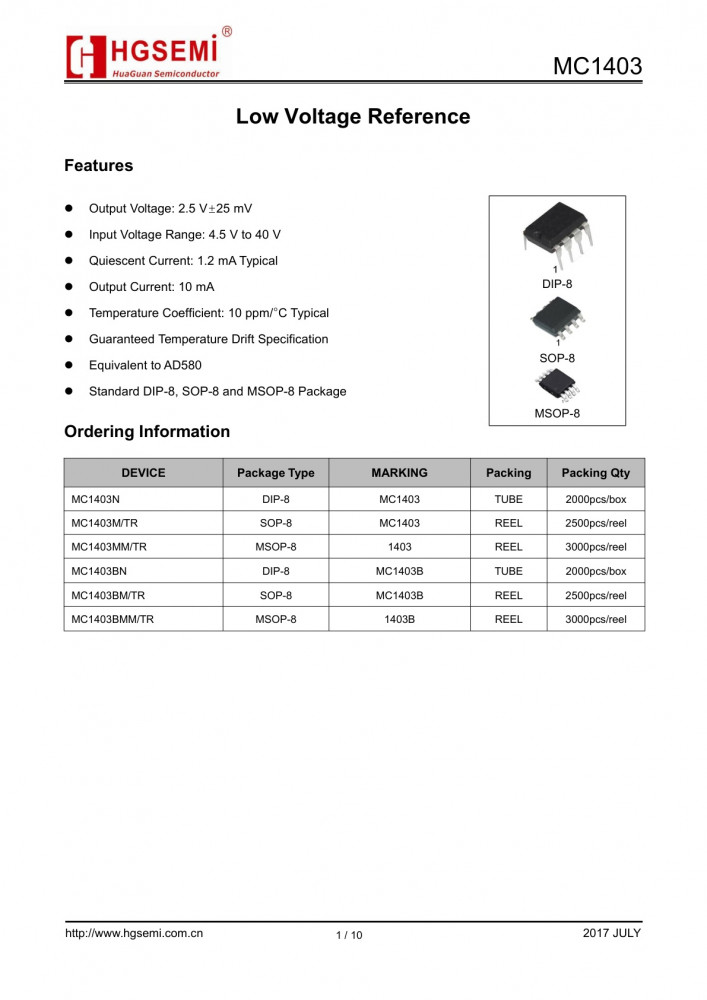 MC1403 datasheet page 1